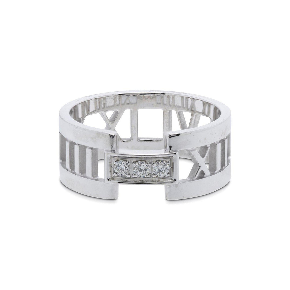 Tiffany & Co. 18k White Gold Wide Atlas Open Ring with Diamonds – OLIVER'S