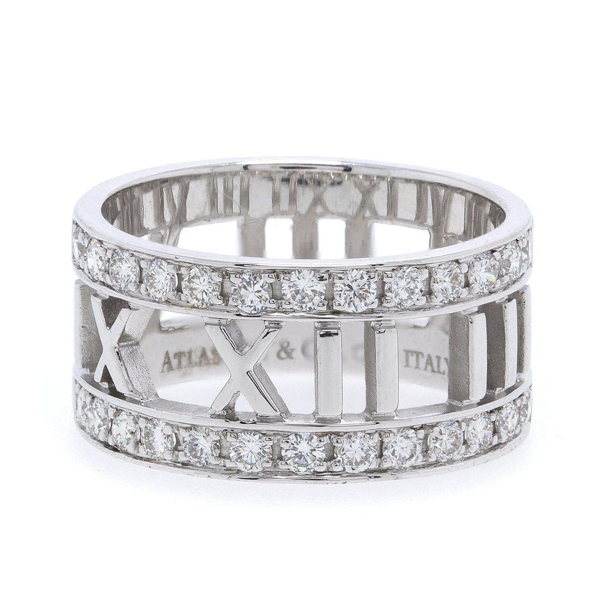 Tiffany & Co. 18k White Gold Wide Atlas Open Ring with Diamonds – OLIVER'S