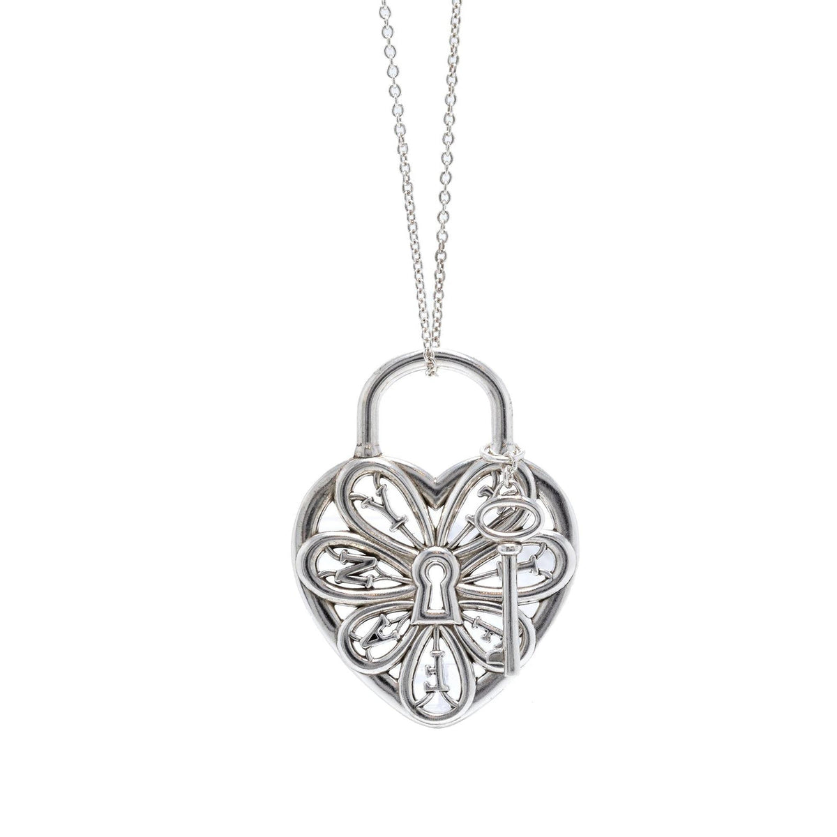 Tiffany & Co. Filigree Heart Tag with Key Pendant Necklace – OLIVER'S