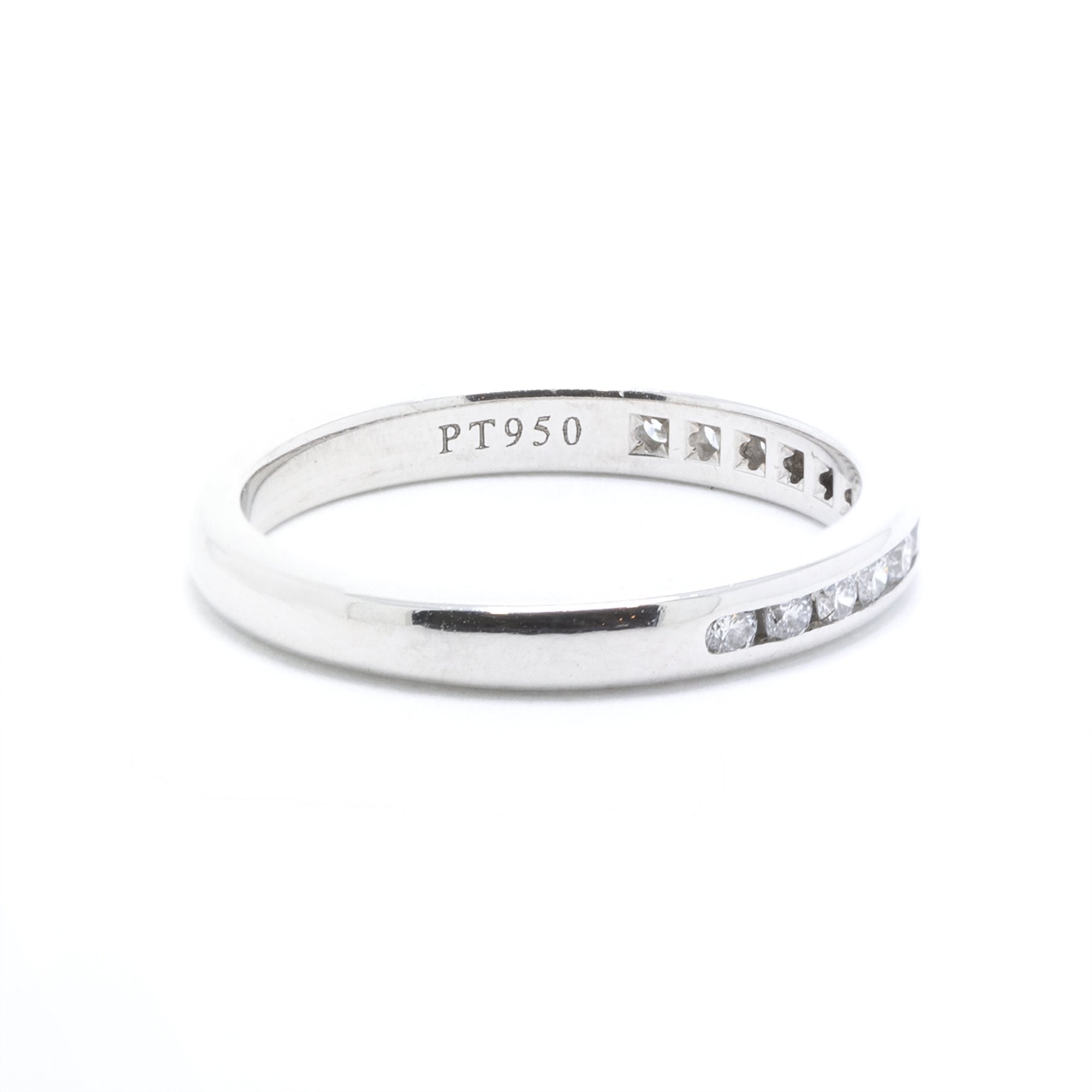 Tiffany & Co. Platinum Channel-Set Diamond Half Circle Wedding Band Ri ...