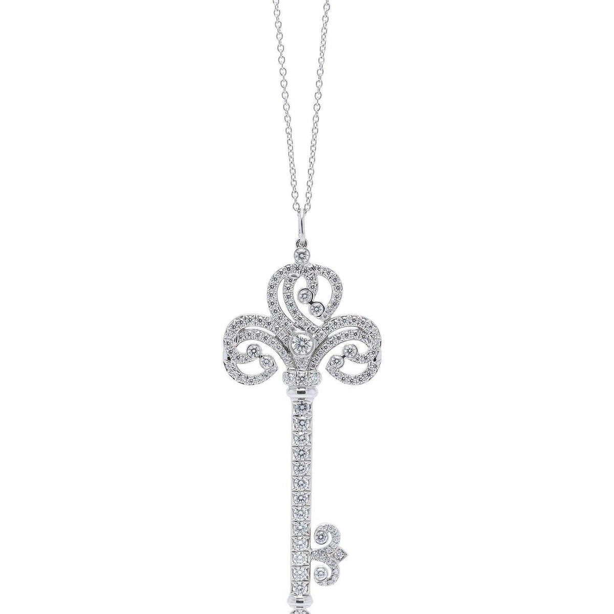 Tiffany & Co. Platinum & Diamond Enchant Heart Key Pendant Necklace ...