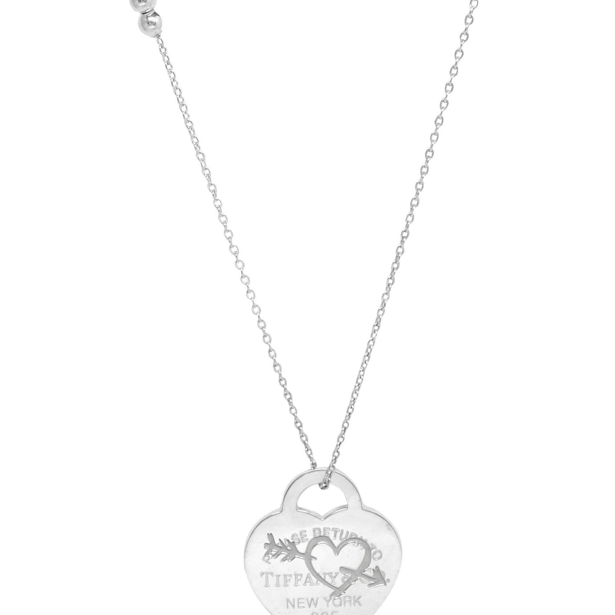 Tiffany & Co. Return to Tiffany Etched Heart and Arrow Pendant Necklac ...