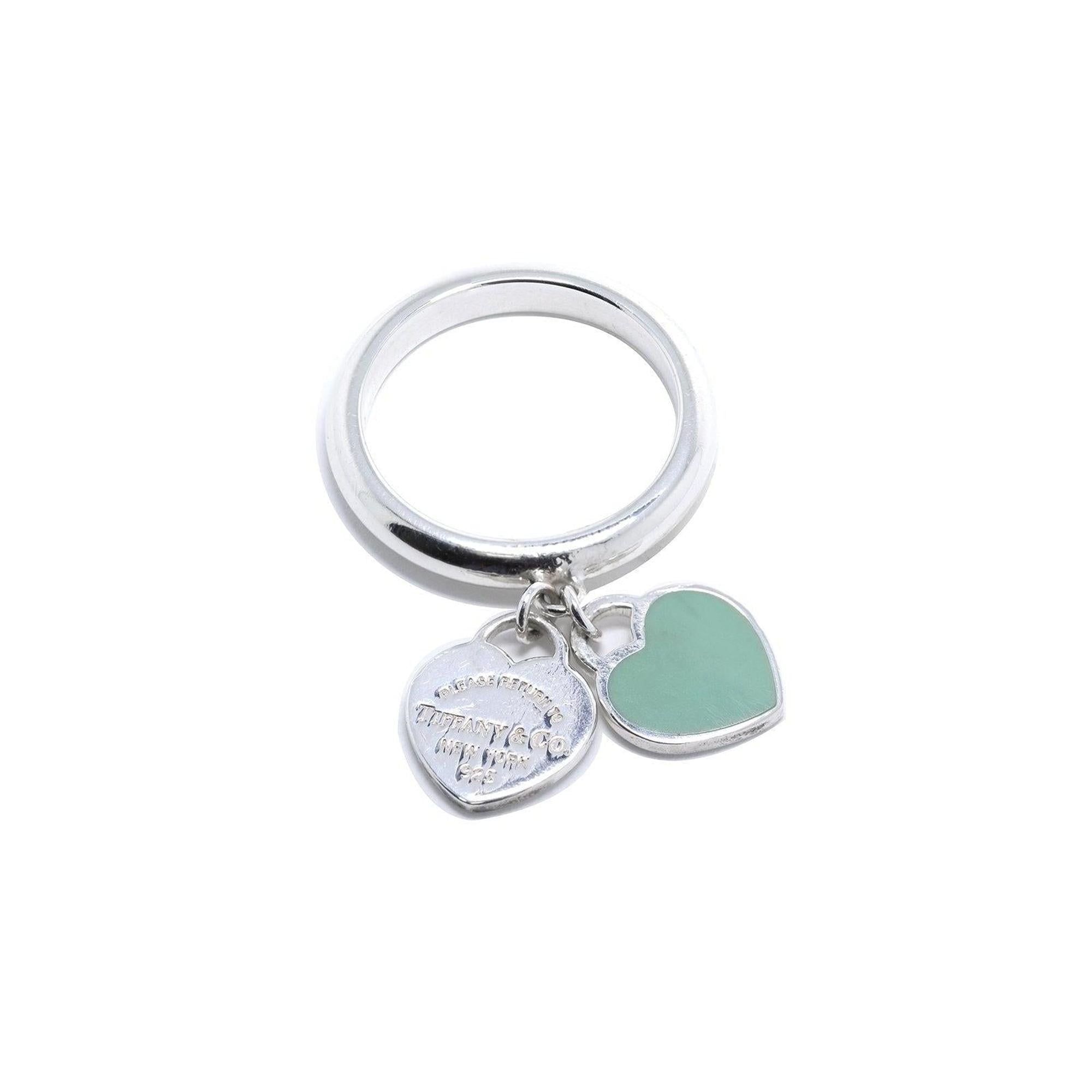 Tiffany & Co. Return to Tiffany Mini Double Heart Tag Ring with Blue E ...
