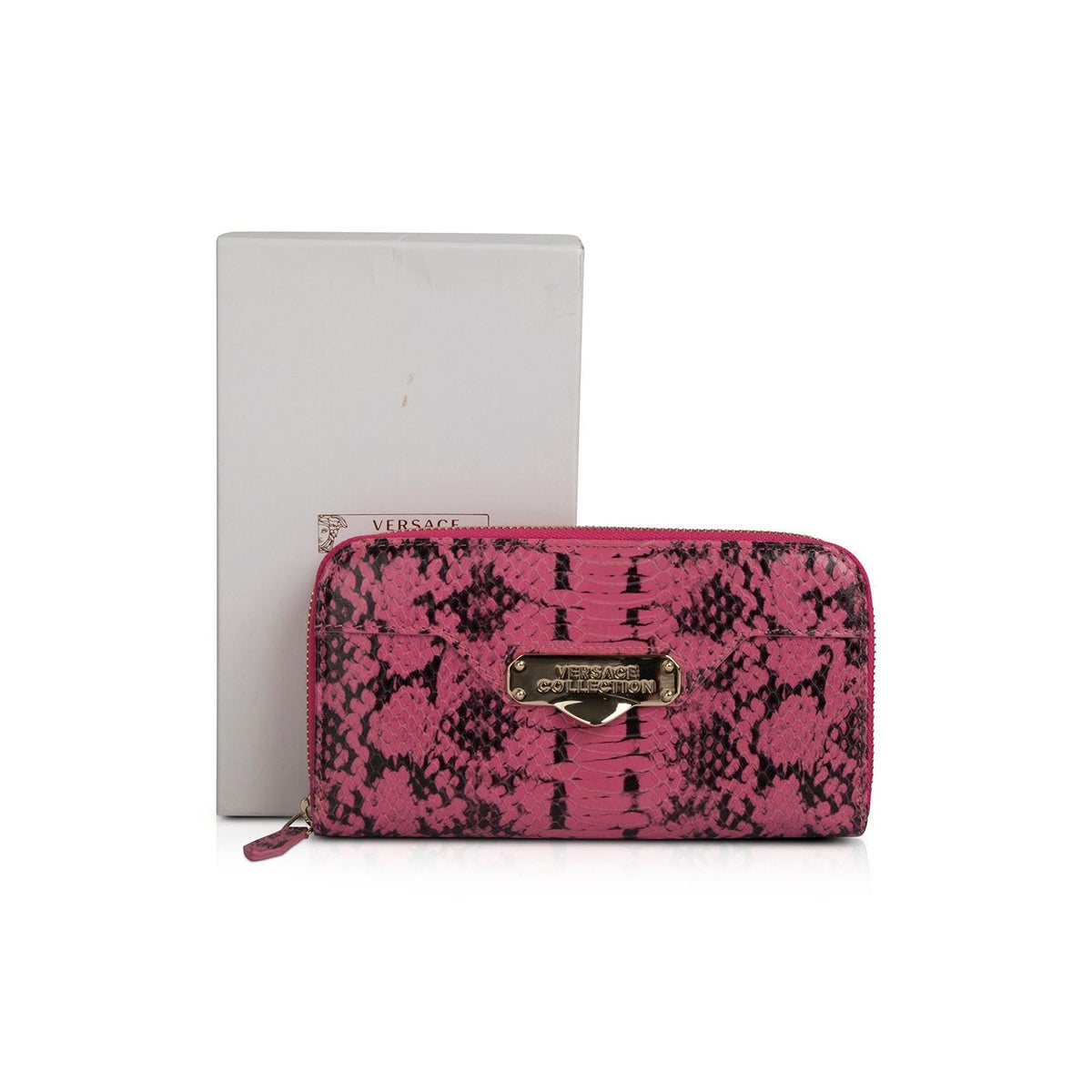 Versace Collection Snake Embossed Leather Continental Wallet w/ Box ...