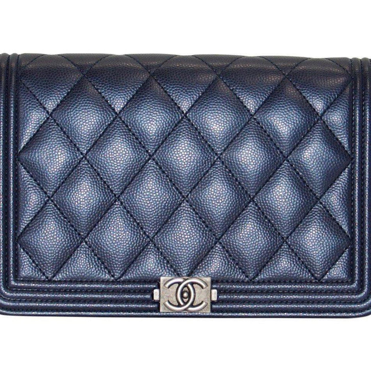 Chanel Metallic Blue Quilted Boy Wallet on Chain – Oliver Jewellery