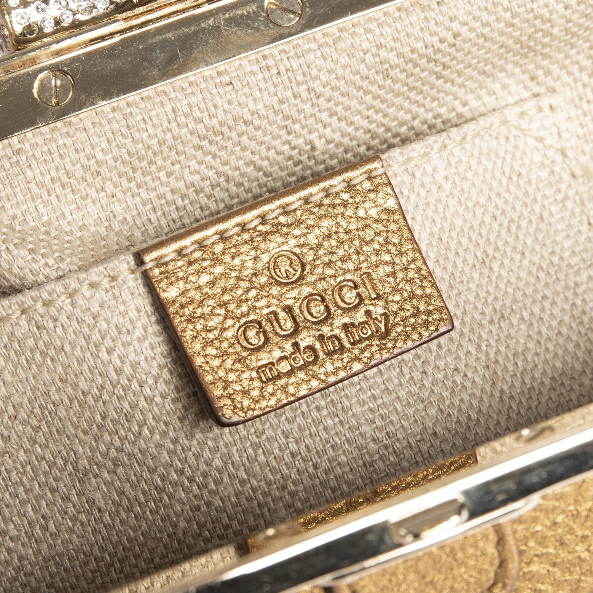 Gucci Crystal-Embellished Bamboo Leather Clutch – OLIVER'S